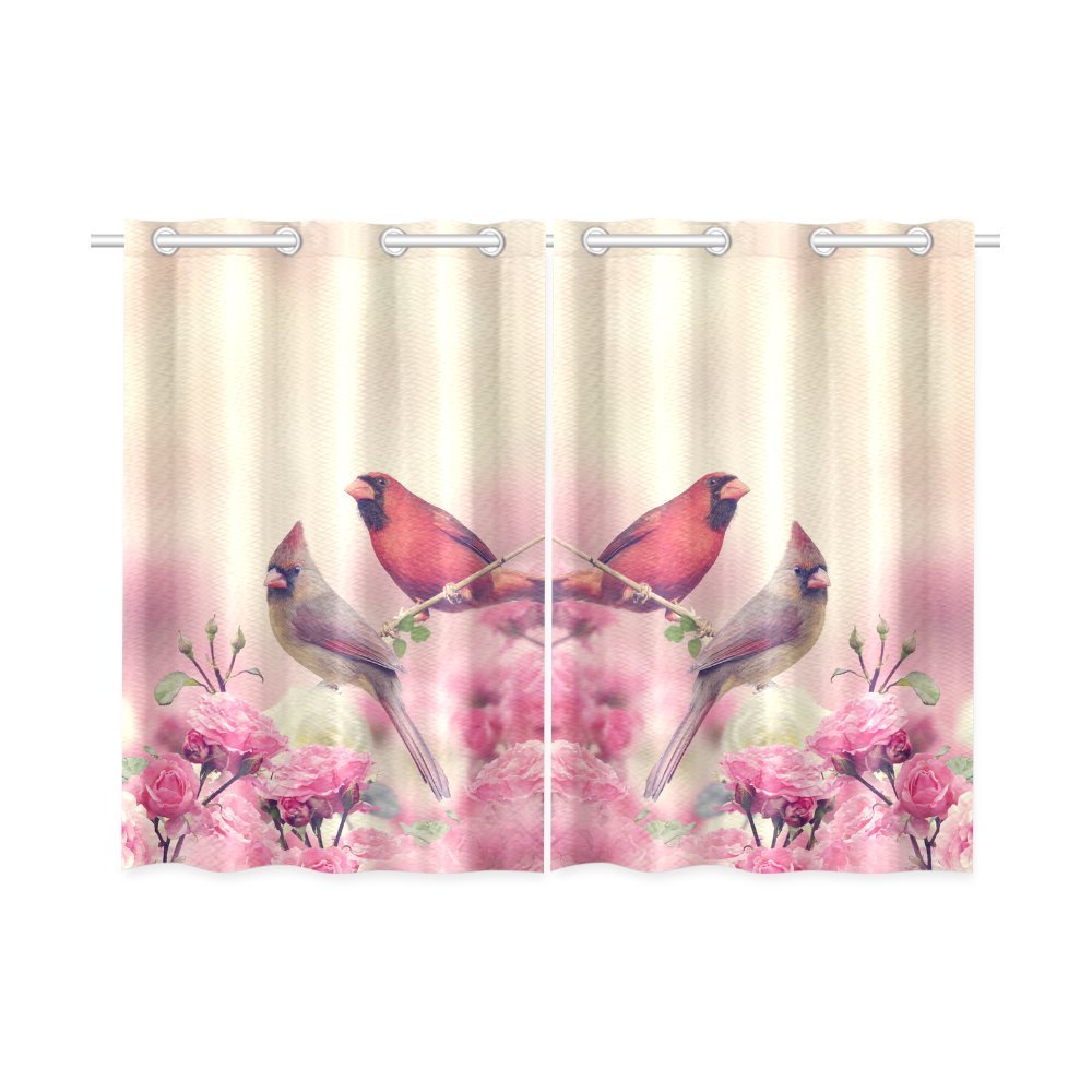 MYPOP Northern Cardinals Perching in the Garden Window Curtain Kitchen ...