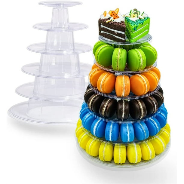Casewin 6 Tiers Macaron Tower Display Stand, Round Stackable Cookie ...