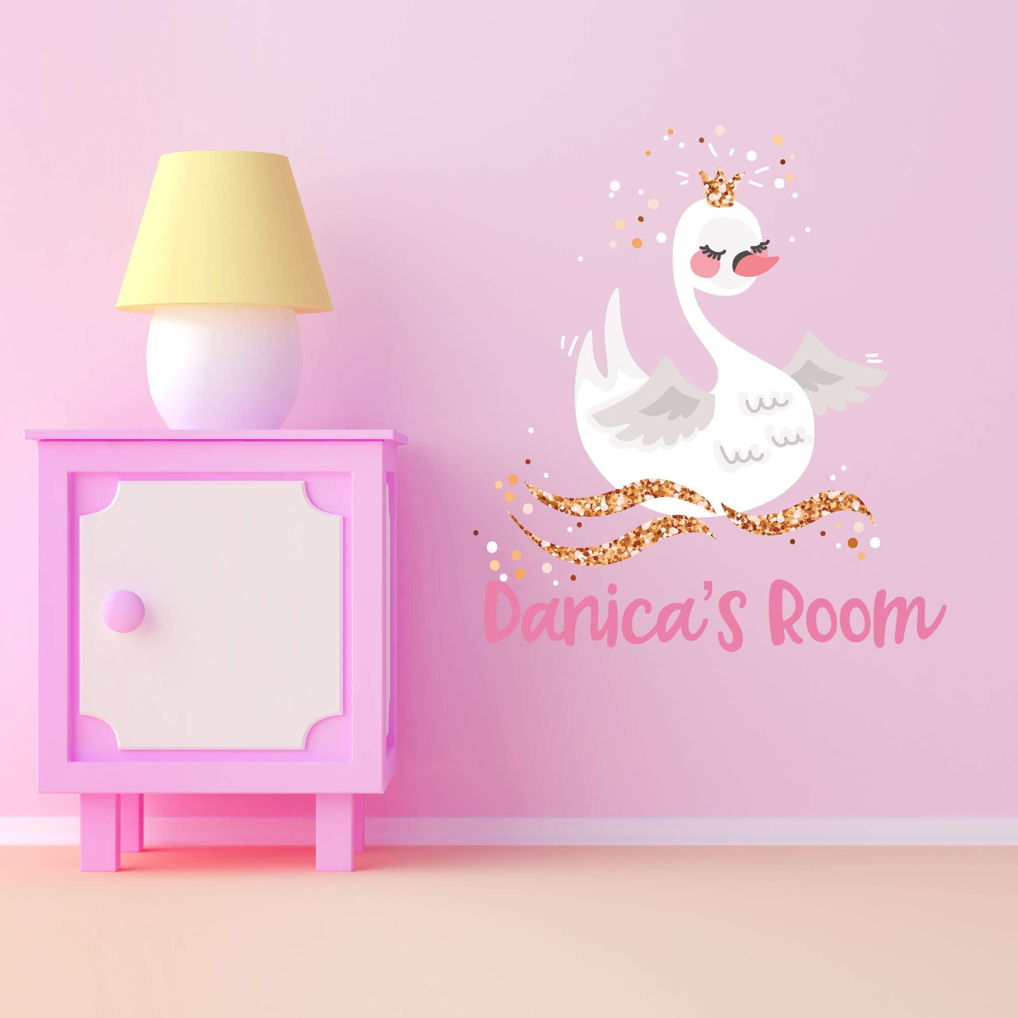 Girls Cute Girly Wall Decal Decoration Cute Angel Swan Girly Princess ...