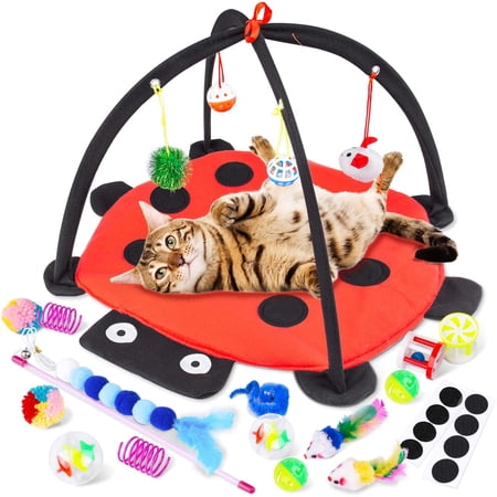 IGUOHAO Cat Toys Cat Play Mat,Kitten Toys Set 16 PCS Foldable Cat ...