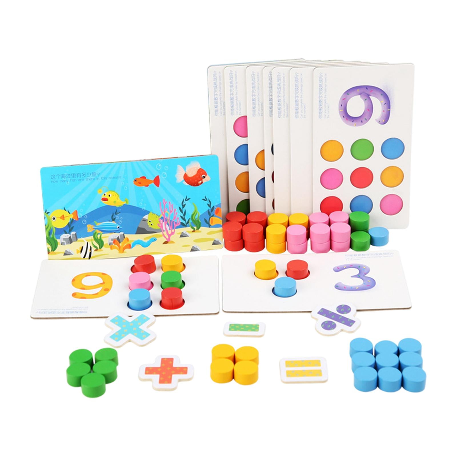 Wooden Math Toys Number Quantity Counting Matching Recognition Learning ...