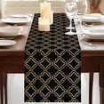 Black Moroccan Table Runner, Geometric Abstract Art Modern Washable ...