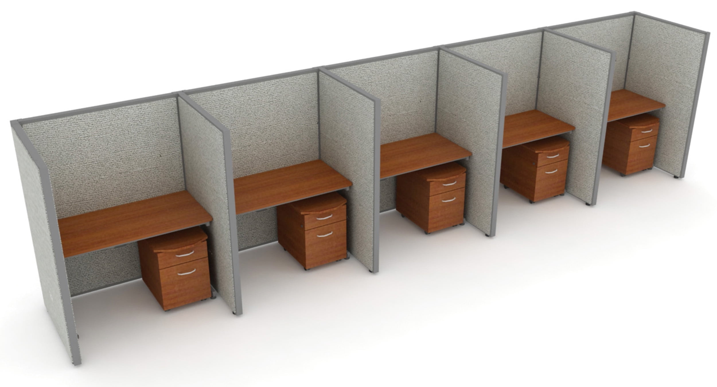 OFM RiZe Series 63" x 48" 5-Unit Full Vinyl Privacy Station Panel ...