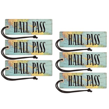 6 Pack - Student Hall Pass Breakaway Lanyards with Location Card Passes ...