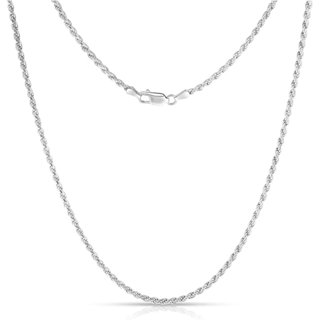 Cable Pendant Chain Necklace Rhodium Over Sterling Silver Made in the ...