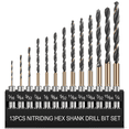 AJZIOJIRO 13 Pcs Titanium Coated HSS Twist Drill Bit Set, Hex Shank ...