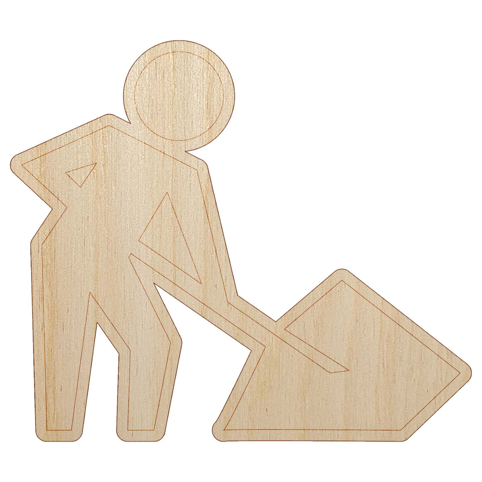 Man with Shovel Construction Zone Sign Wood Shape Unfinished Piece ...