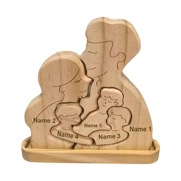 EZLIFE Rompecabezas de madera personalizado DIY Adorno con palabras grabadas Decoración familiar ...
