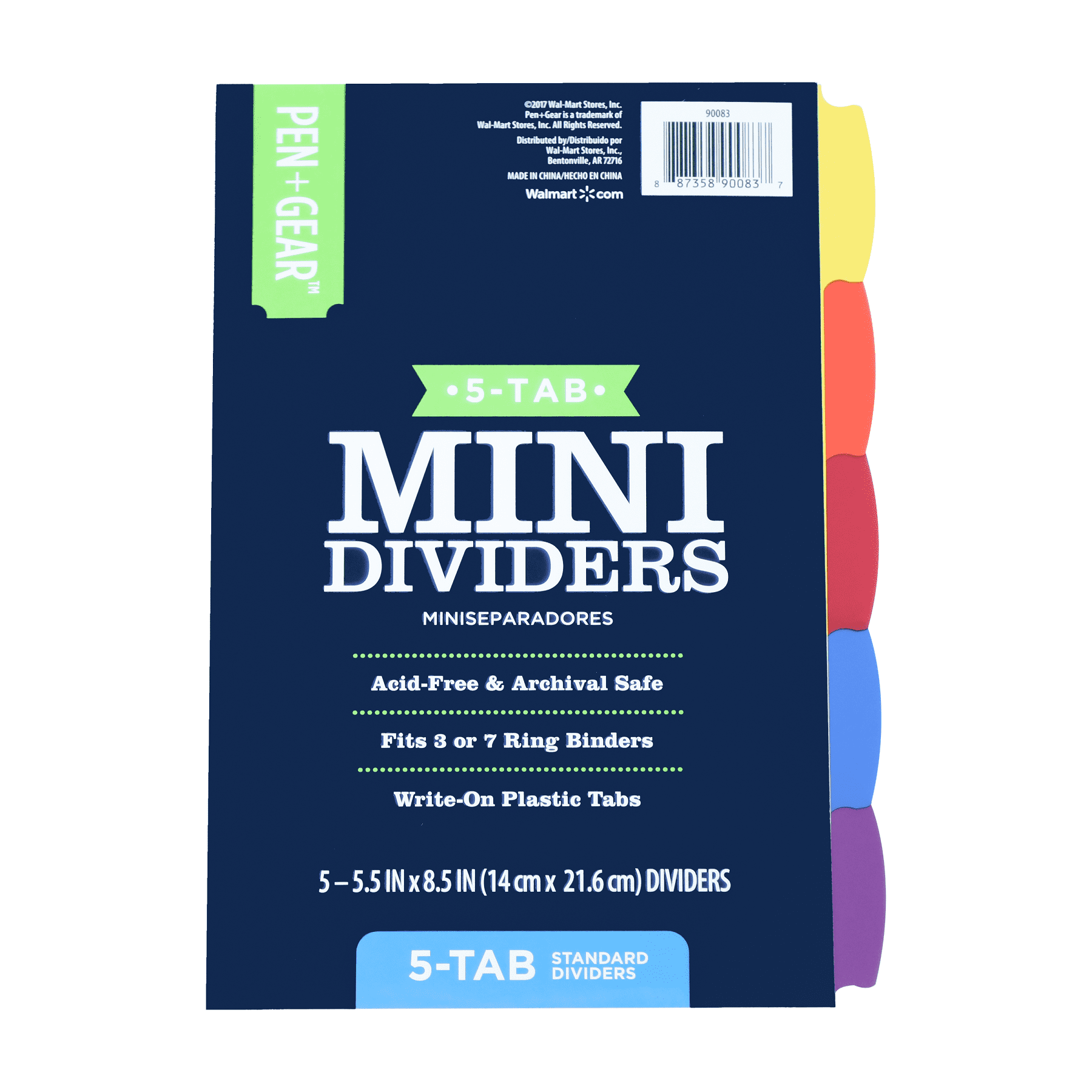 Pen + Gear Vibrant Color 5-Tab Mini Dividers, 5.5-inches x 8.5-inches ...