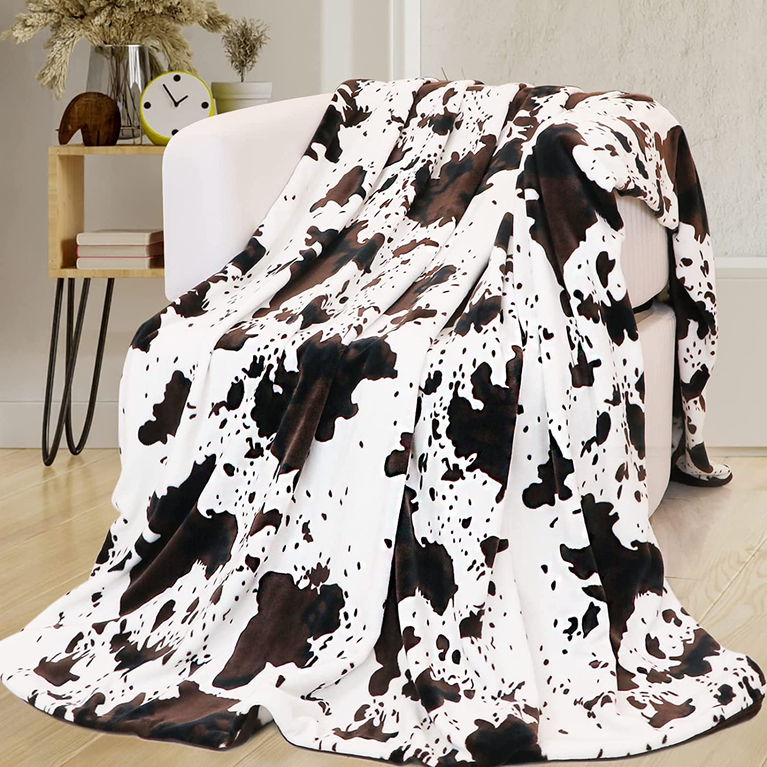 Cow Print Blanket Animal Brown Black Milky White Throw Blankets,Cow ...