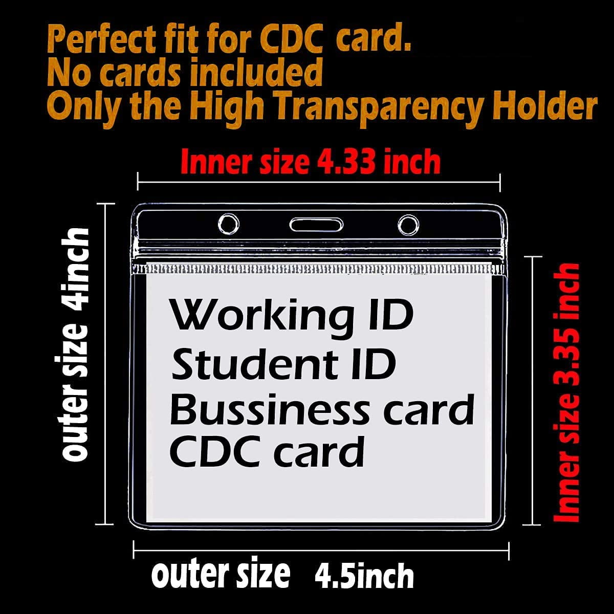 3 Pack ID Card Cover 3 X 4 Inches Badge Holder Cards Protector Clear ...