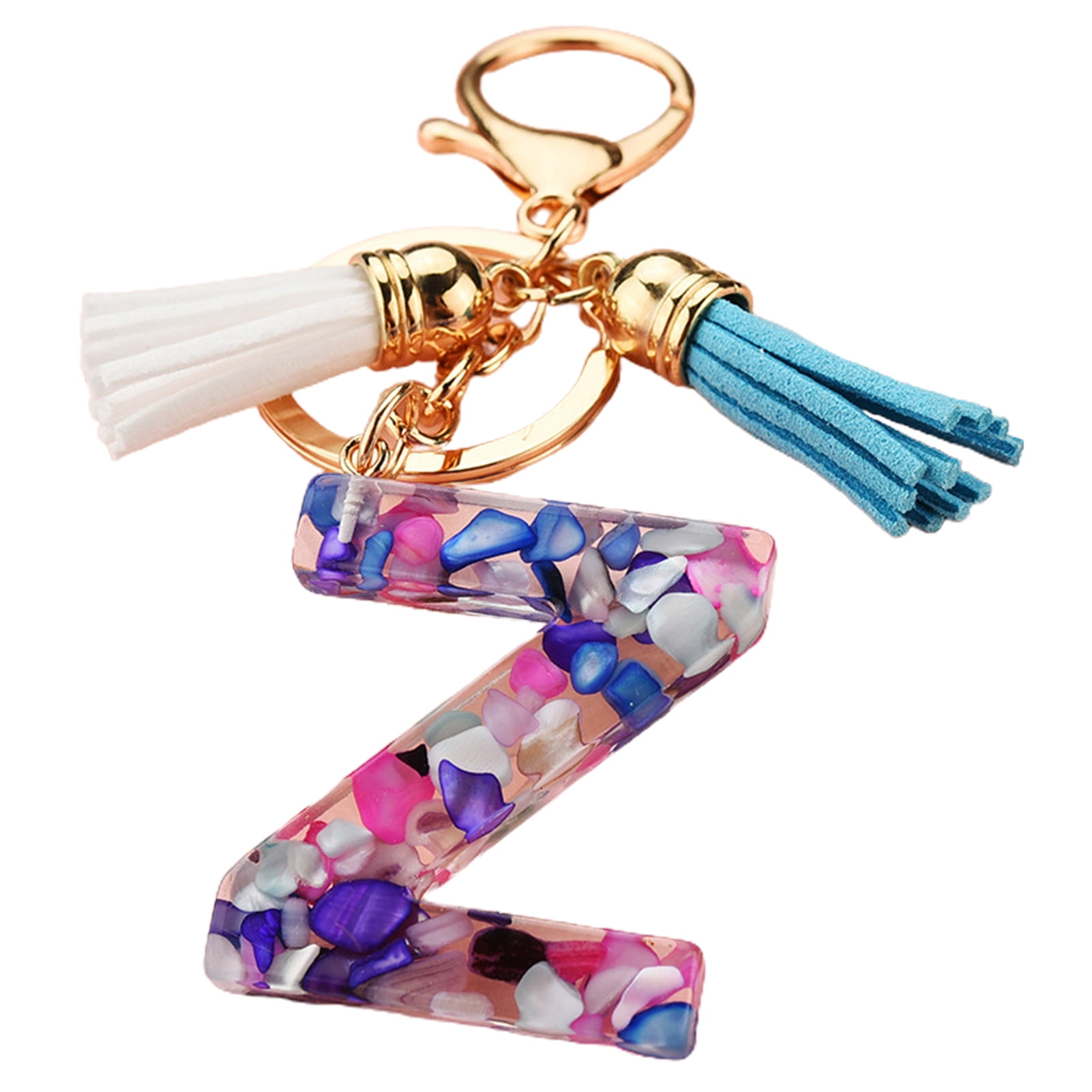 Naierhg Purple Letter Pendant Tassels Key Chain Transparent Acrylic 26 ...