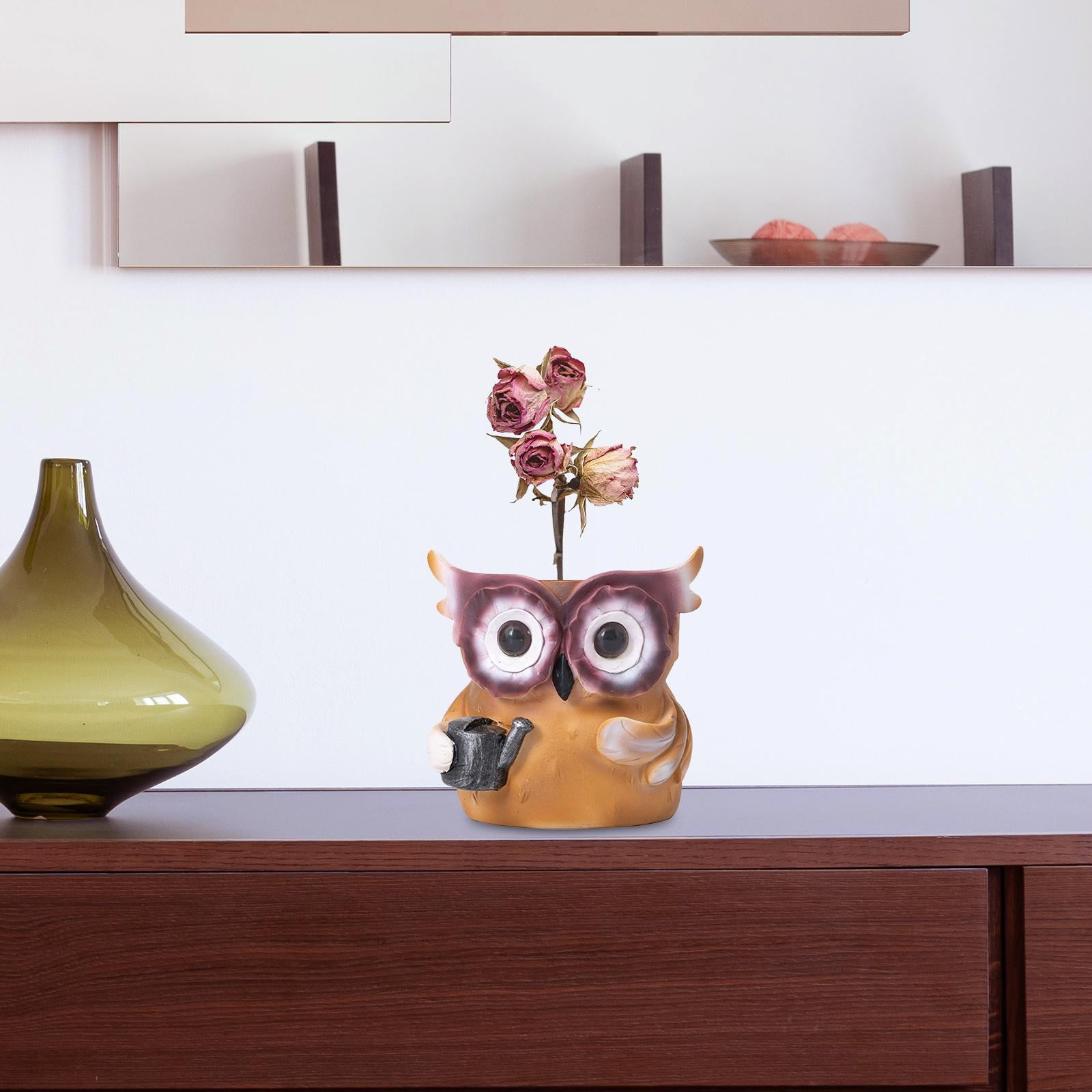 Resin Owl Flower Pot Statue Owl Flower Pot Figurines Statue Statue ...