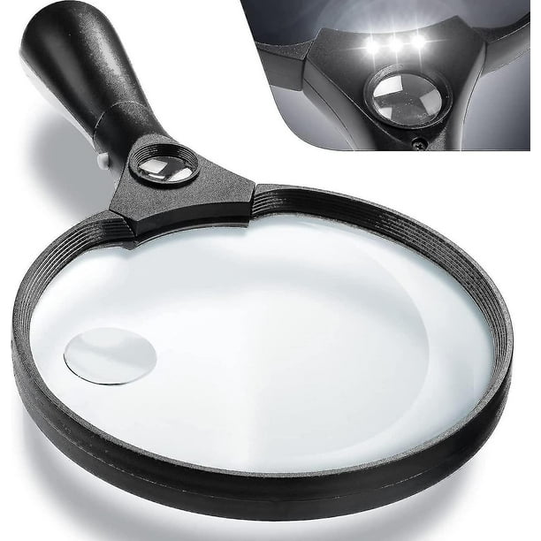 Lupa de mano LED extra grande con luz - Lente con zoom de 2x 4x 25x ...