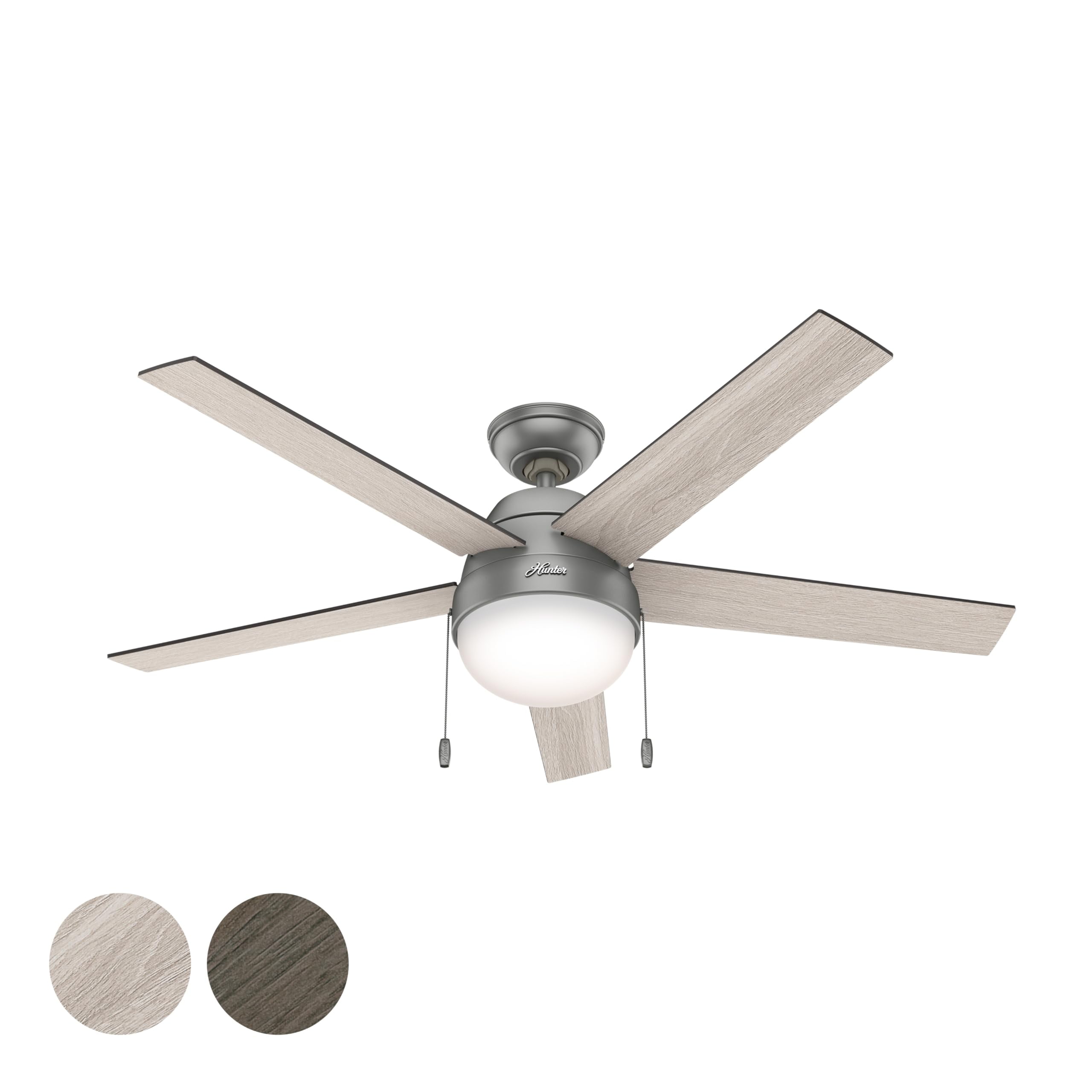 Restored Hunter Fan 52 inch Contemporary Matte Silver Ceiling Fan with ...