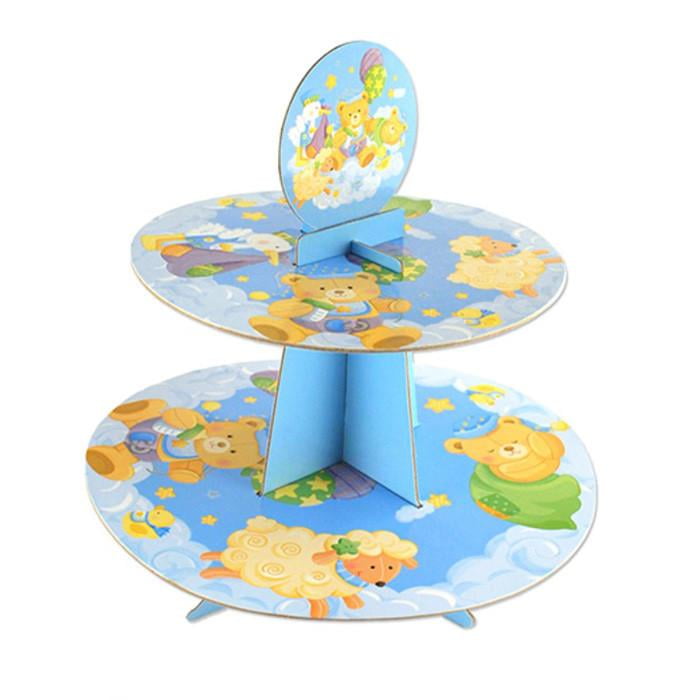 Teddy Bear Land Cardboard Cupcake Stand, Blue, 2-Tier, 11-Inch ...