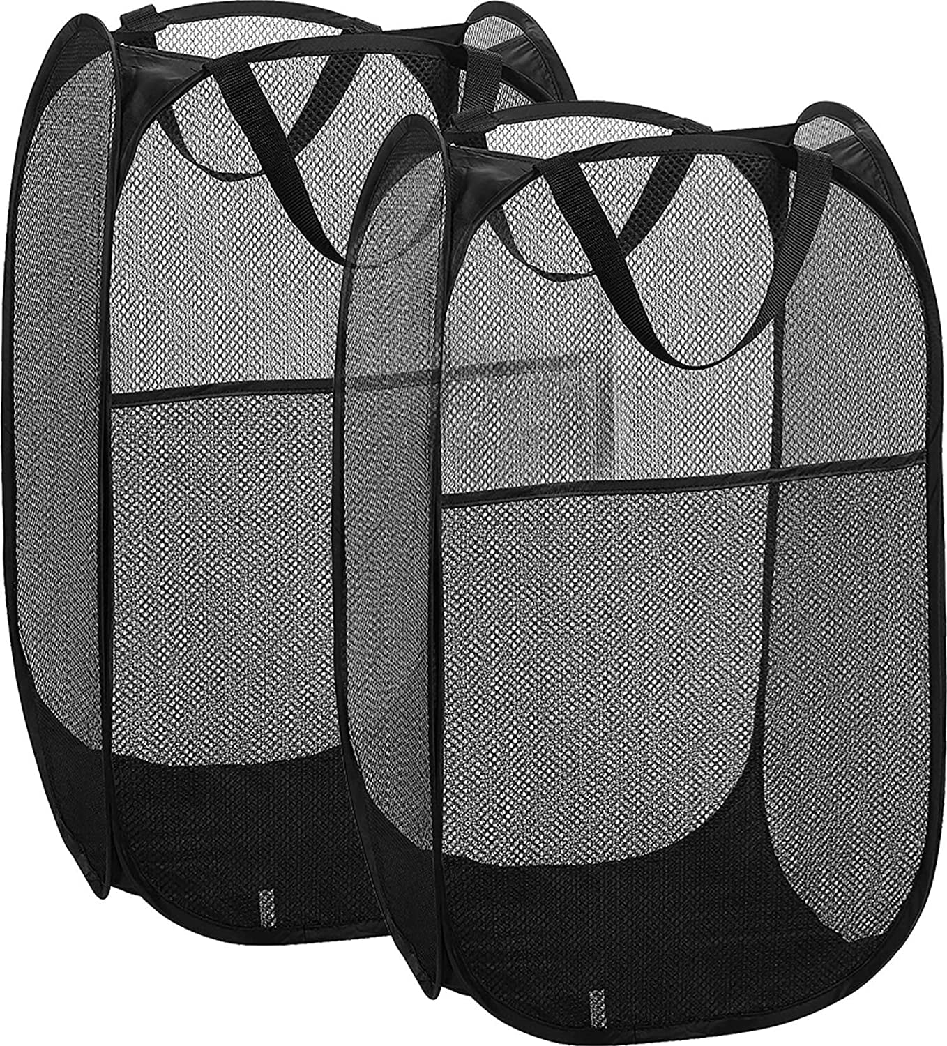 Hadineeon Popup Laundry Hamper (2 Pack) Foldable Pop-up Mesh Hamper ...