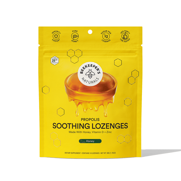 Beekeeper's Propolis Soothing Honey Lozenges, Throat Relief Cough Drops ...