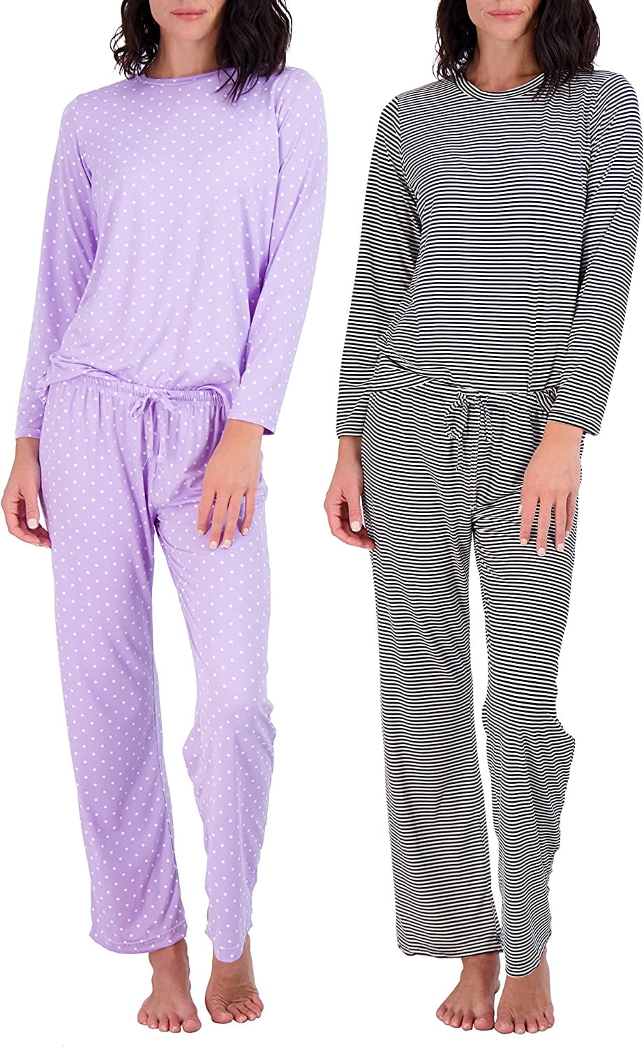 Real Essentials 2 Pack: Women’s Pajama Set Super-Soft Short & Long ...