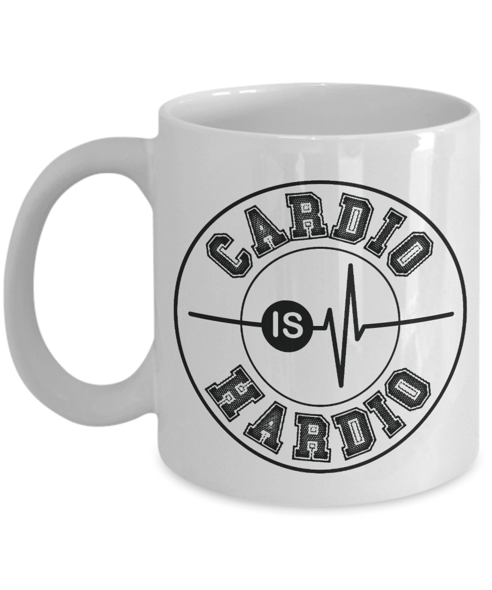 Funny Cardio Is Hardio Workout Heartbeat Coffee & Tea Mug Cup For A Dad ...