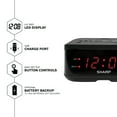 SHARP Digital Alarm Clock, Midnight Black, USB Charge Port, Red LED ...