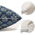 Blue Pillow Covers 12x20 Inch Set of 2, Cream Floral Block Print ...