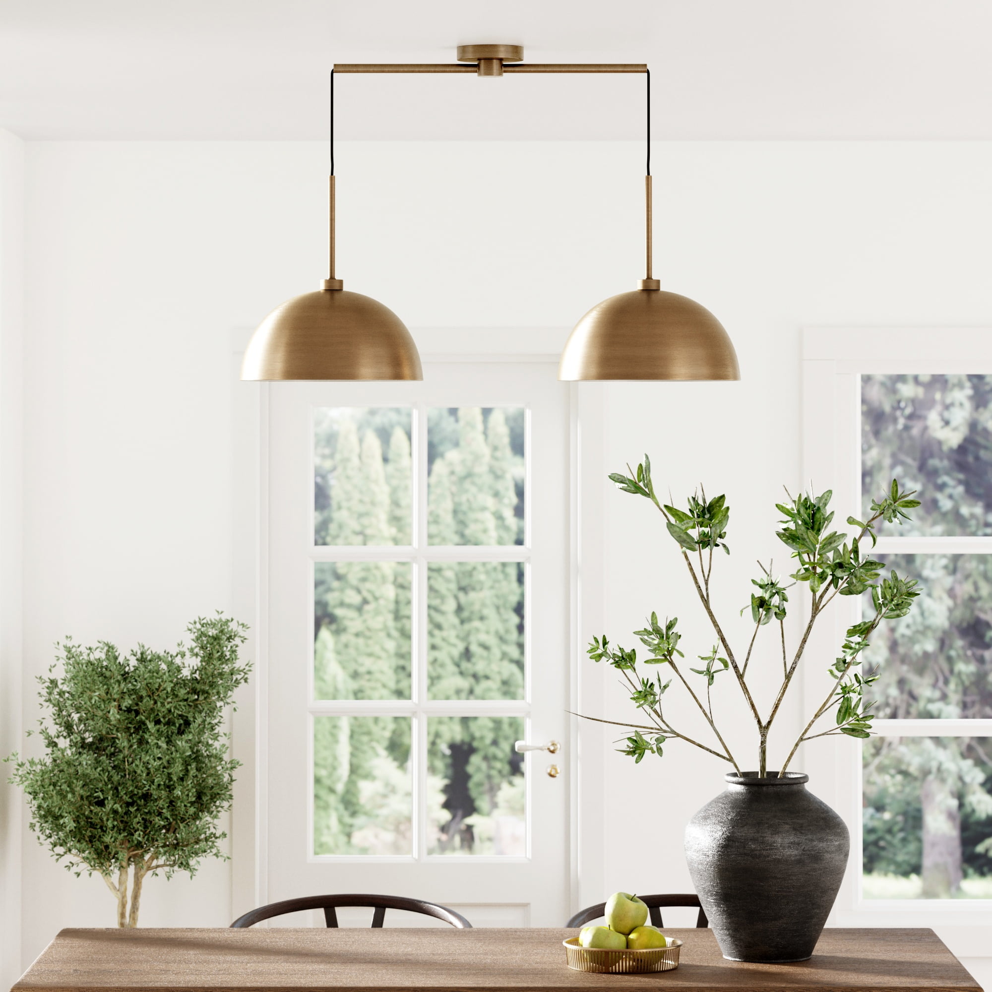 Nathan James Percy Modern 2-Light Pendant Island Light Fixture, Brass ...