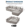108" L Shaped Boneless Couch, Cotton Linen Modular Sectional Sofa with ...