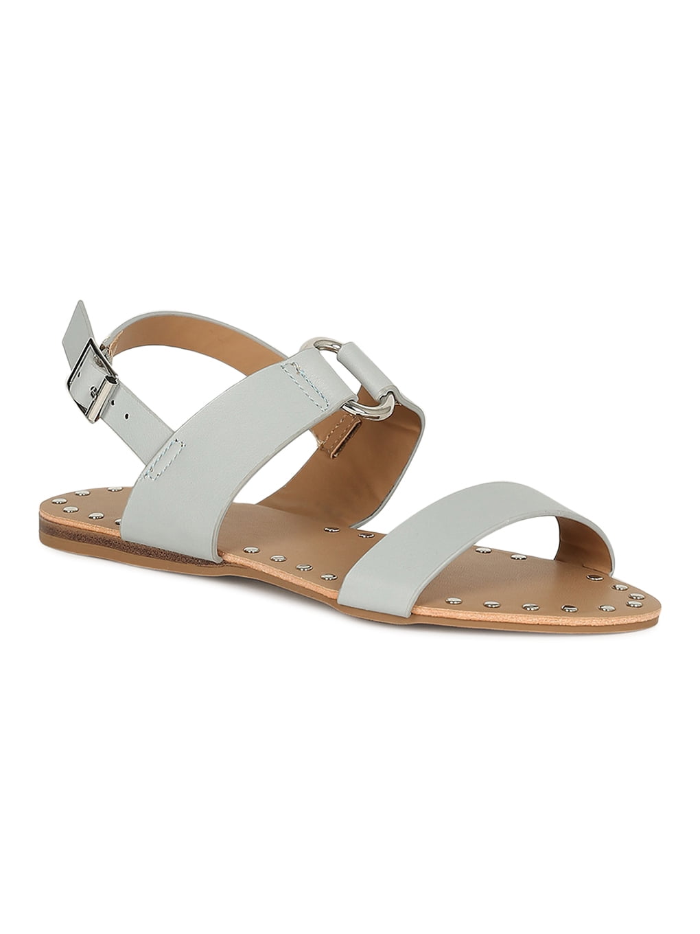 Women Open Toe O-Ring Accent Slingback Flat Sandal 18748 - Walmart.com