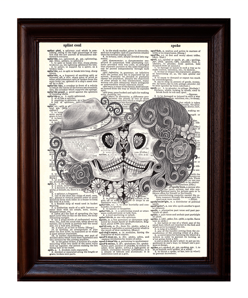Day of the Dead Pencil Kiss - Dictionary Art Print Printed On Authentic ...