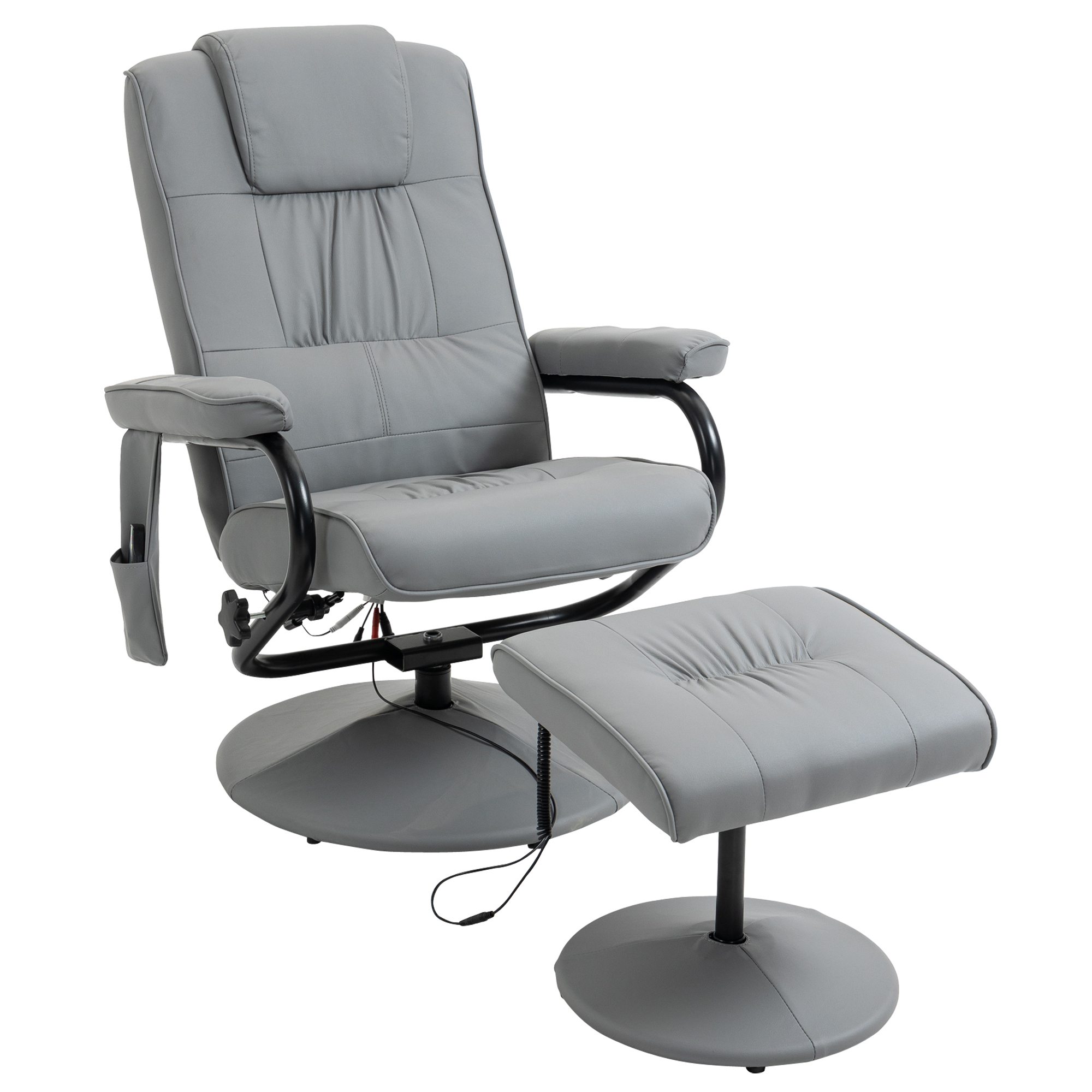 HOMCOM Vibration Massage Recliner Chair with Ottoman, Gray - Walmart.com