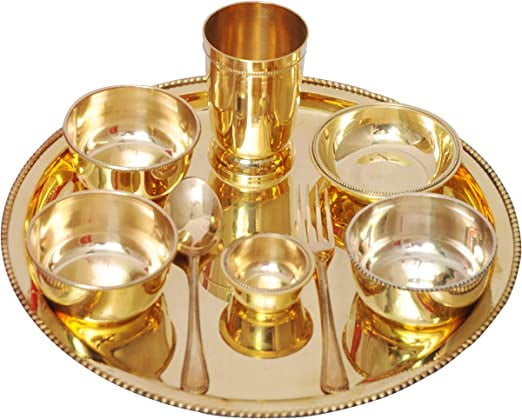 PARIJAT HANDICRAFT Indian dinnerware brass traditional dinner set of ...