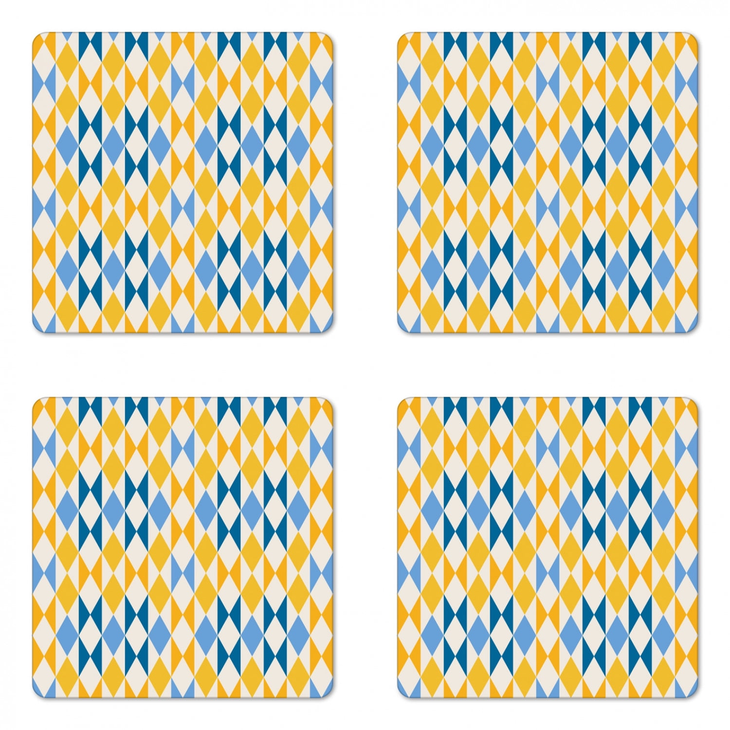 Abstract Coaster Set of 4, Geometric Diamond Triangles Diamonds Hippie ...