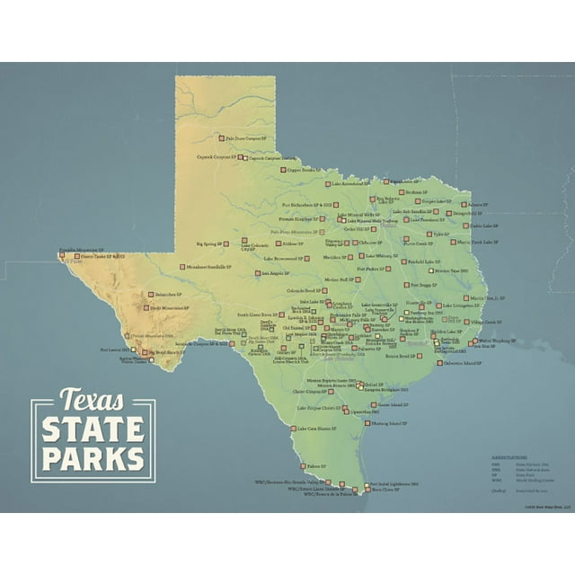 Texas State Parks Map 11x14 Print - Walmart.com