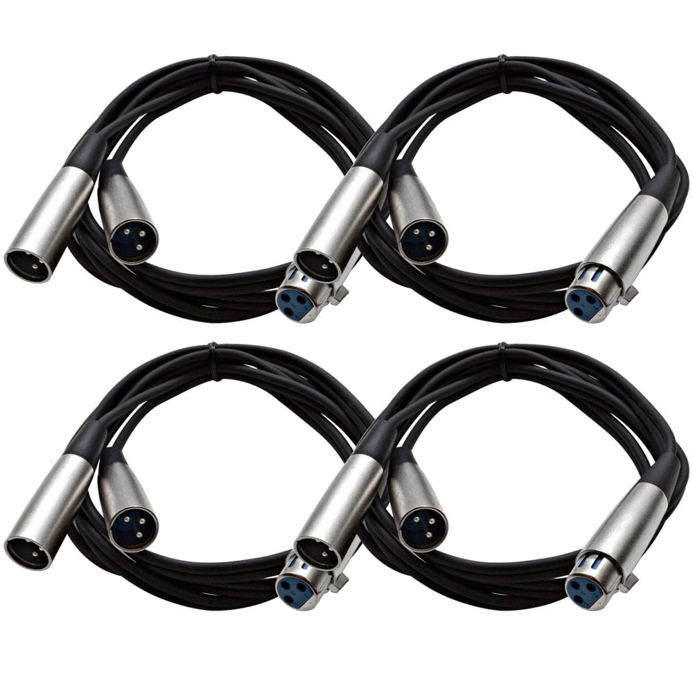 Seismic Audio 4 PACK 5' Splitter Patch Cables 1 XLR Female 2 XLR Male ...