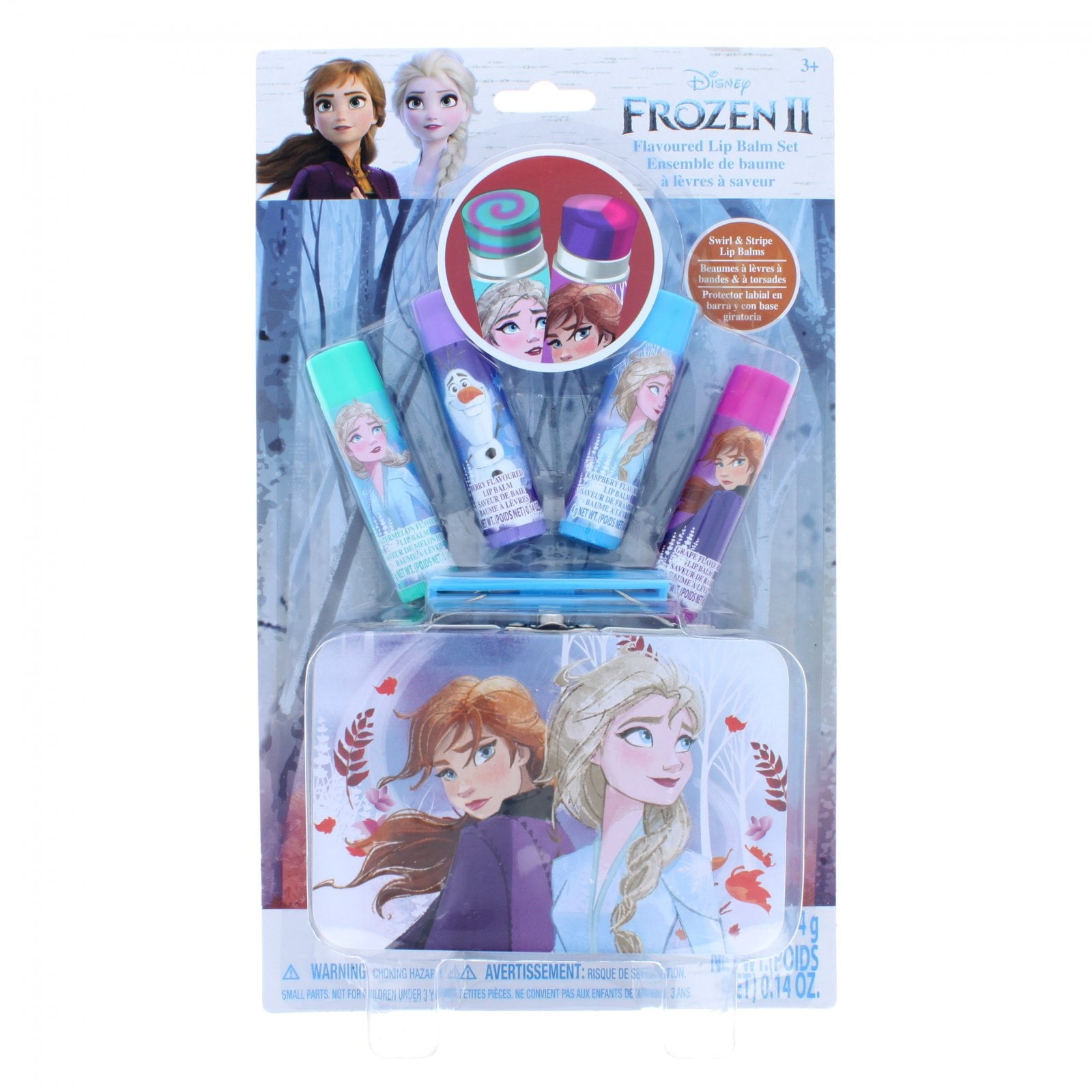 4 Pack Disney Frozen Flavored Lip Balm Set With Metal Carrying Tin