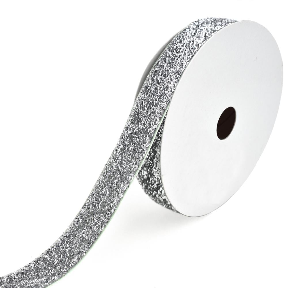 Sparkling Velvet Glitter Ribbon, 5/8-Inch, 3-Yard, Silver - Walmart.com ...