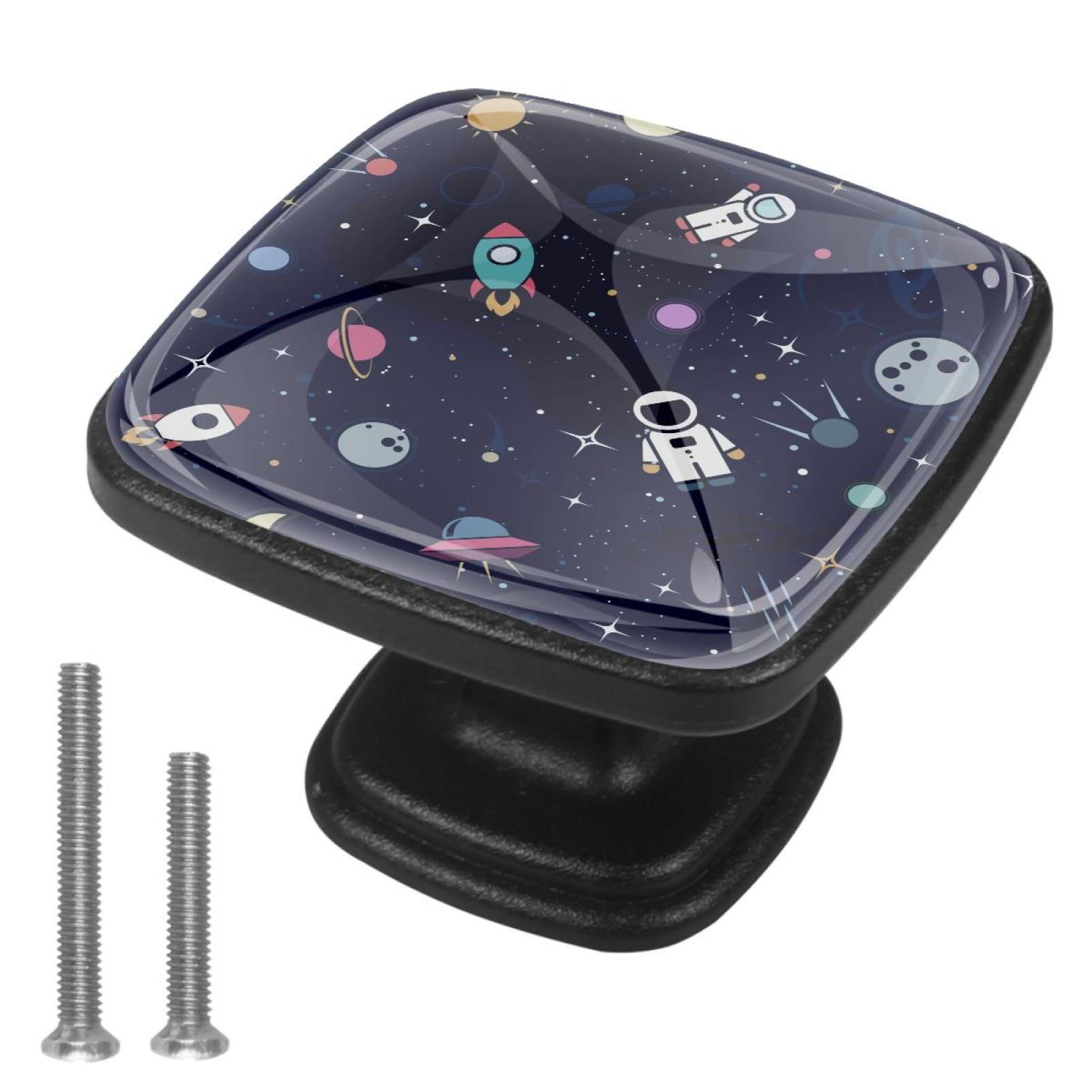4 Pcs Cabinet Handle Drawer Pulls Galaxy Astronauts Rockets Knobs with ...
