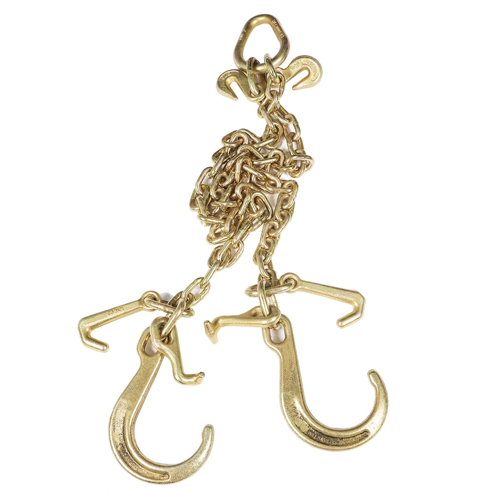 waltyotur G70 5/16''x3' V-Chain Bridle w/ 8" Medium J Hooks, T- Hook ...