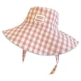 Adjustable Plaids Reversible Sun Hat With Wide Brim For Women Travel ...