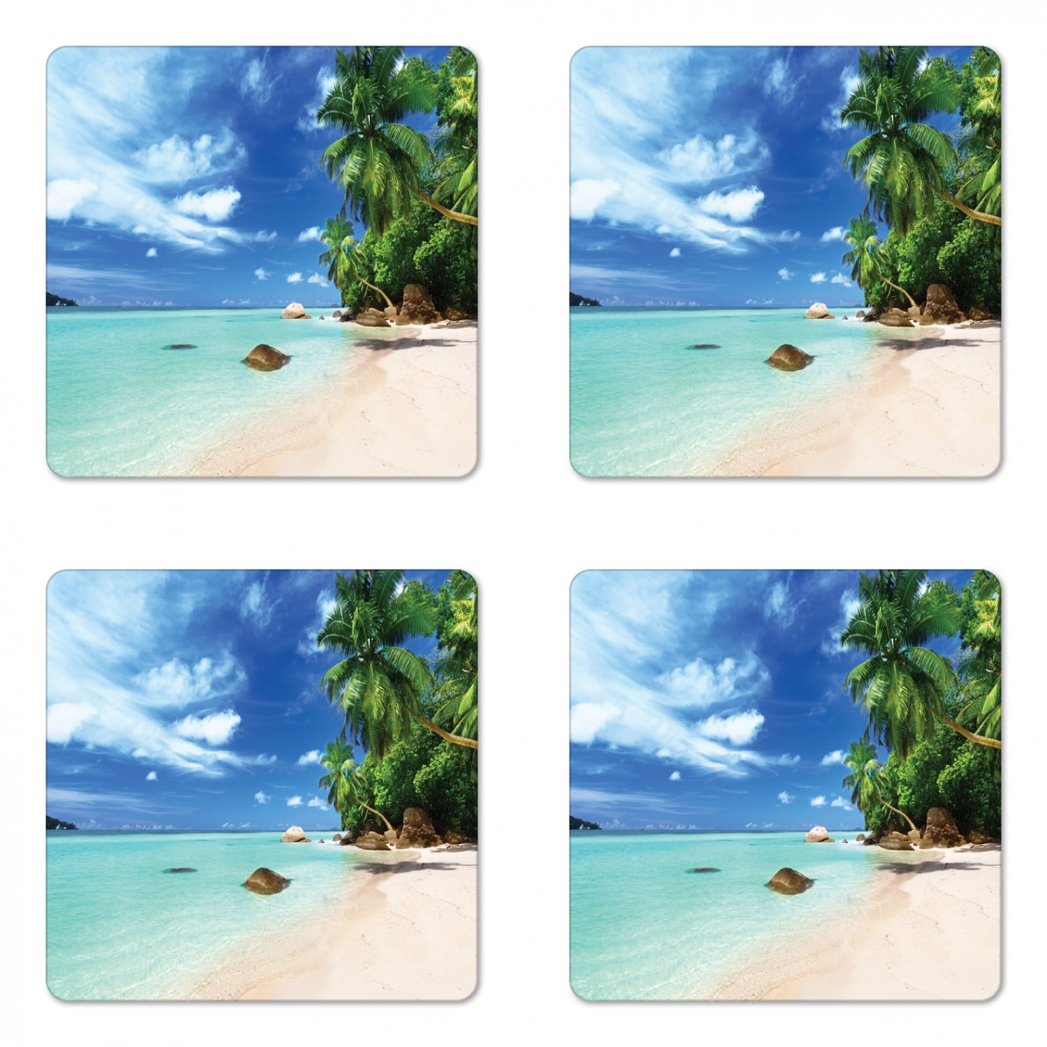 Holiday Coaster Set of 4, Seascape Nature Relaxation Picture Idyllic ...