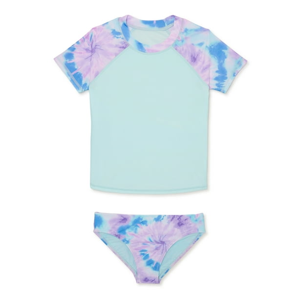 Wonder Nation Girls Rash Guard and Bikini Bottoms Swimsuit with UPF 50 ...