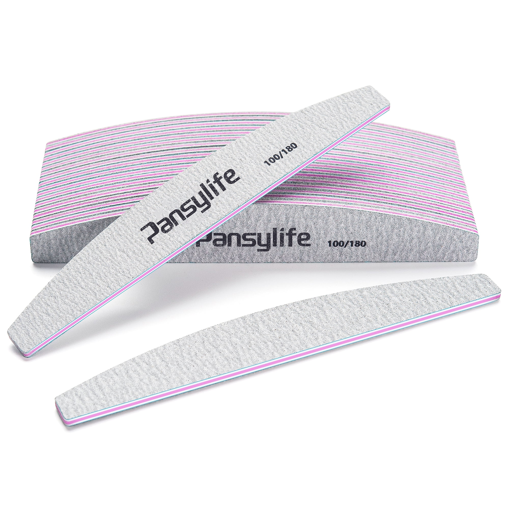 Pansylife 20PCS Nail Files, 100/180 Grit Nail File for Acrylic/Natural ...