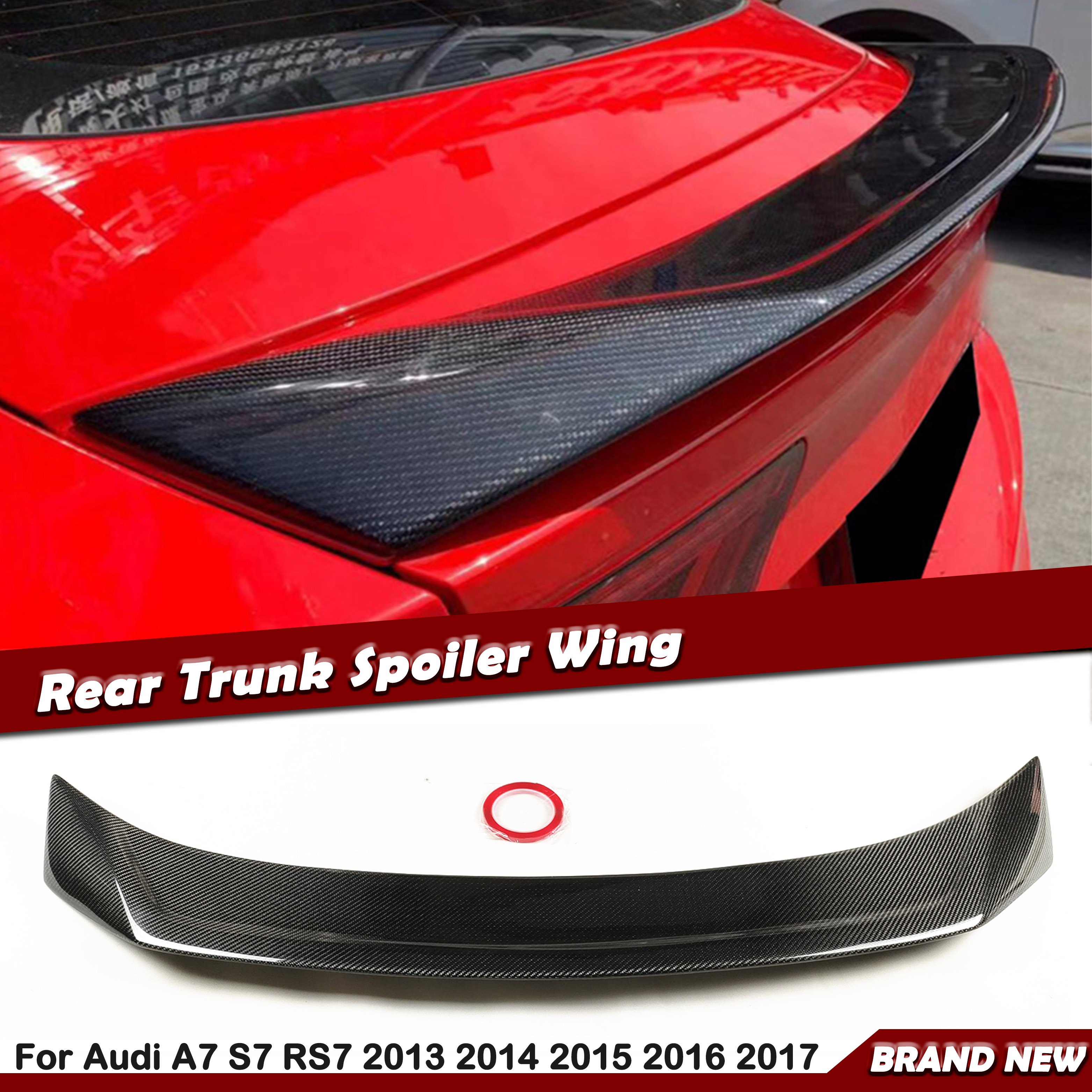 Rear Trunk Lid Spoiler Wing For Audi A7 S7 RS7 2013-2017 Black Carbon ...