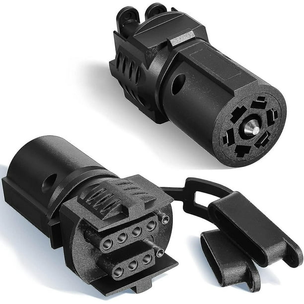 2 Pieces 4 Pin To 7 Pin Adapter Trailer Plug Adapter 7 Pin Round To 4 ...