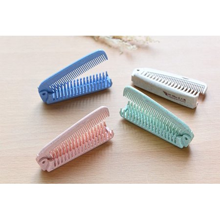 4 PCS Wheat Straw Portable Hair And Make-up Comb Hard Tooth Folding ...