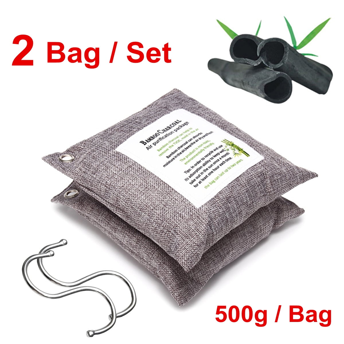 2 Bag 1Ib/bag Nature Fresh Air Purifier Bags Activated Bamboo Charcoal ...