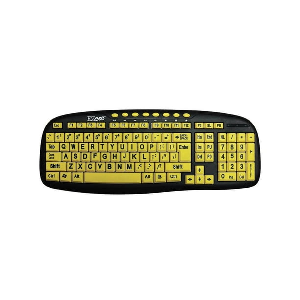 Ergoguys CD-1038 Black USB Wired Ergonomic Ezsee Low Vision Keyboard ...