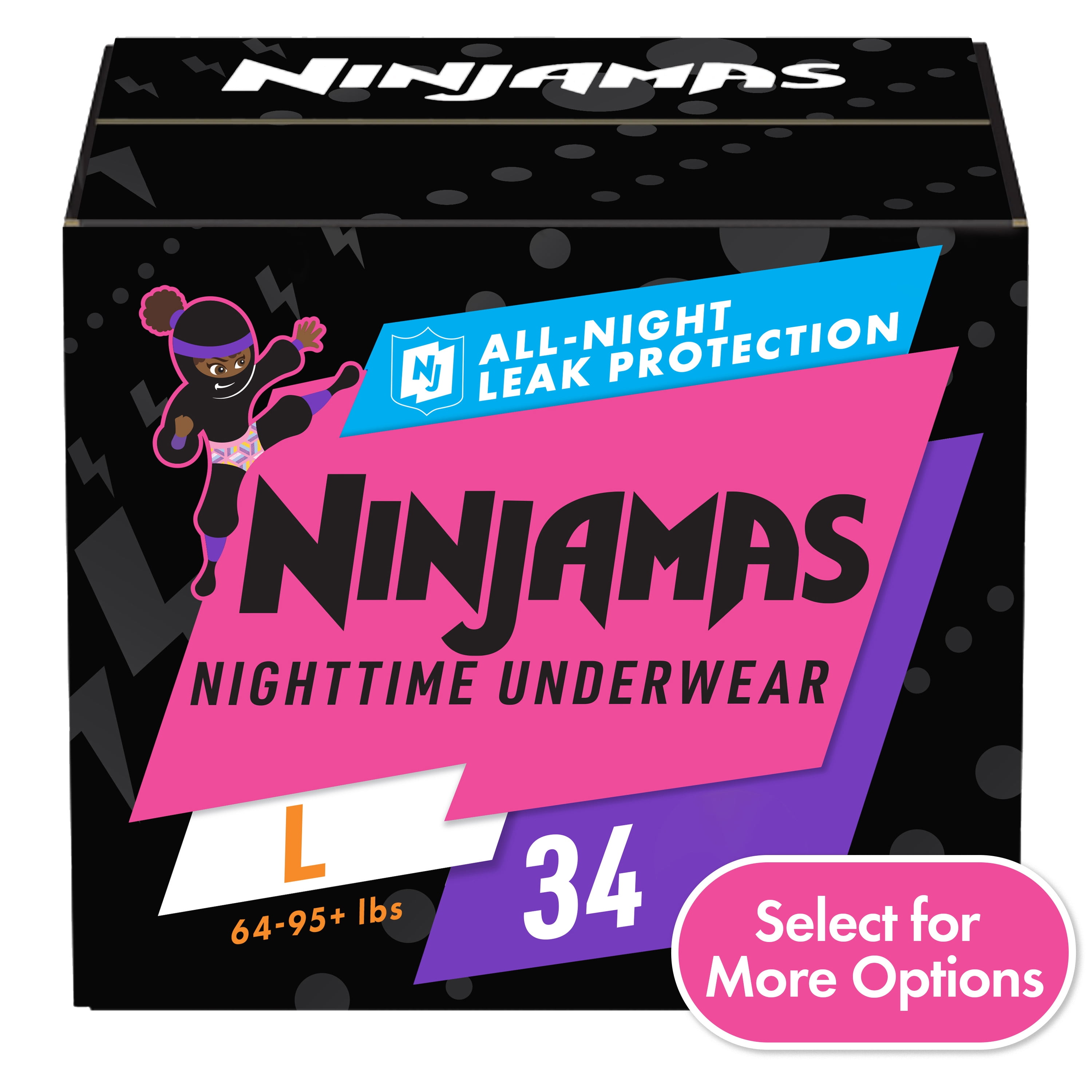Pampers Ninjamas Nighttime Pants Toddler Girls Size L/XL, 34 Count ...