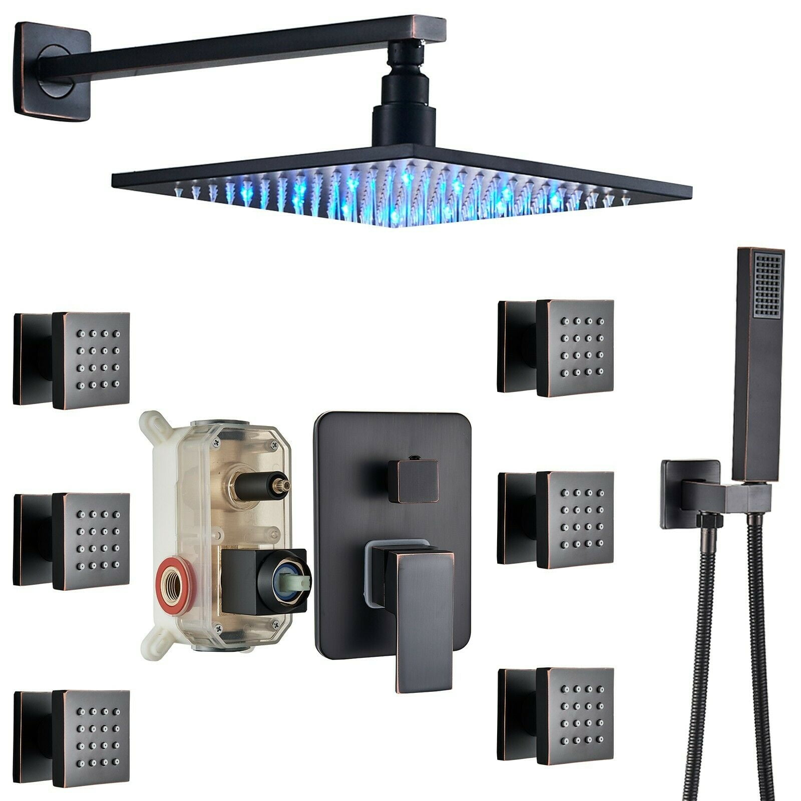 Zovajonia Shower System 8 Inches LED Shower Faucet Set, Rain Shower ...